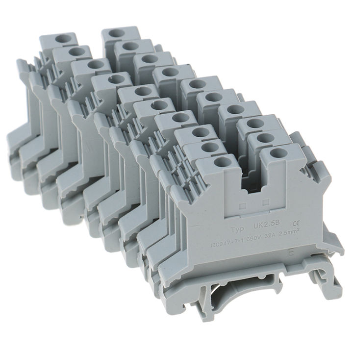 King 10pcs Rail Terminal Block Universal Panel Mount UK 2.5B 32A Screw ...