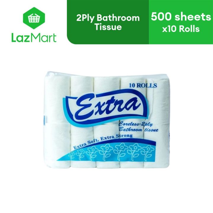 Extra Coreless Bathroom Tissue 2 ply - 500 sheets x 10 rolls | Lazada PH