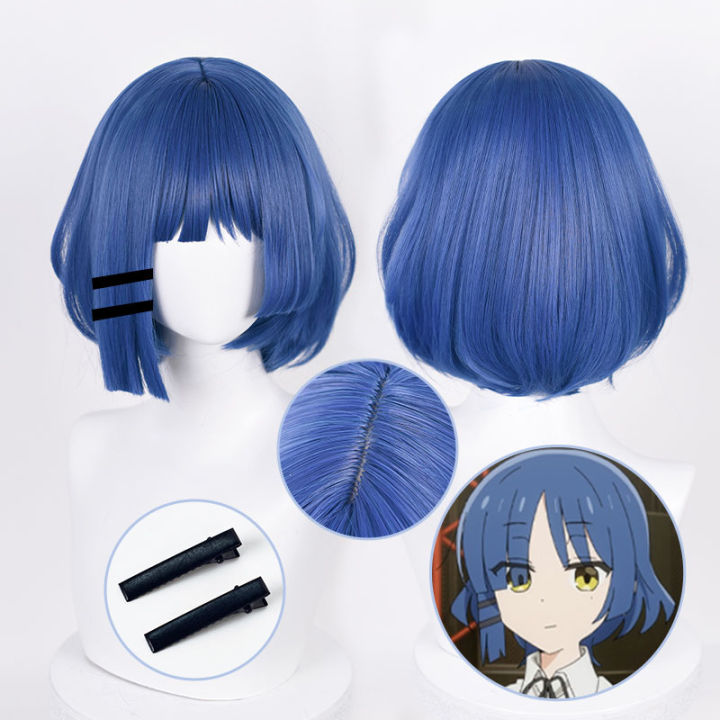 Anime Bocchi The Rock! Yamada Ryo Cosplay Wig 30cm Blue Grey Hair Heat ...