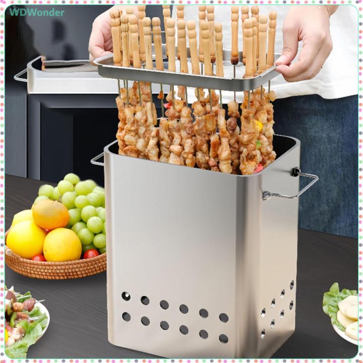 WDWonder Barbecue Hanging Grill Camping Grill with 26 Skewers Degree Surround Ventilation ...