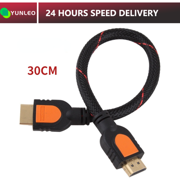 Short HDMI Cable Standard male to Male One Feet 1.4 Braided 30cm Cables ...