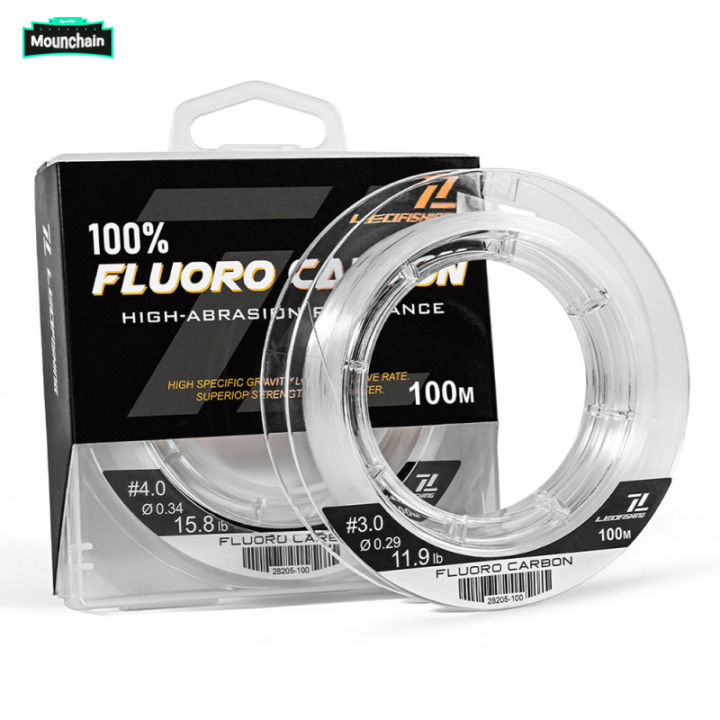 Mounchain 100% Fluorocarbon Pure Leader Material Fishing Line Abrasion-Resistant Fast-Sinking ...