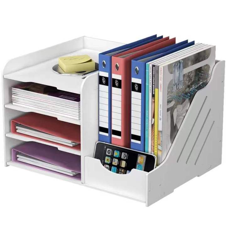 Desk Storage Bookshelf Folder Book Office Paper Storage Box File Rack ...