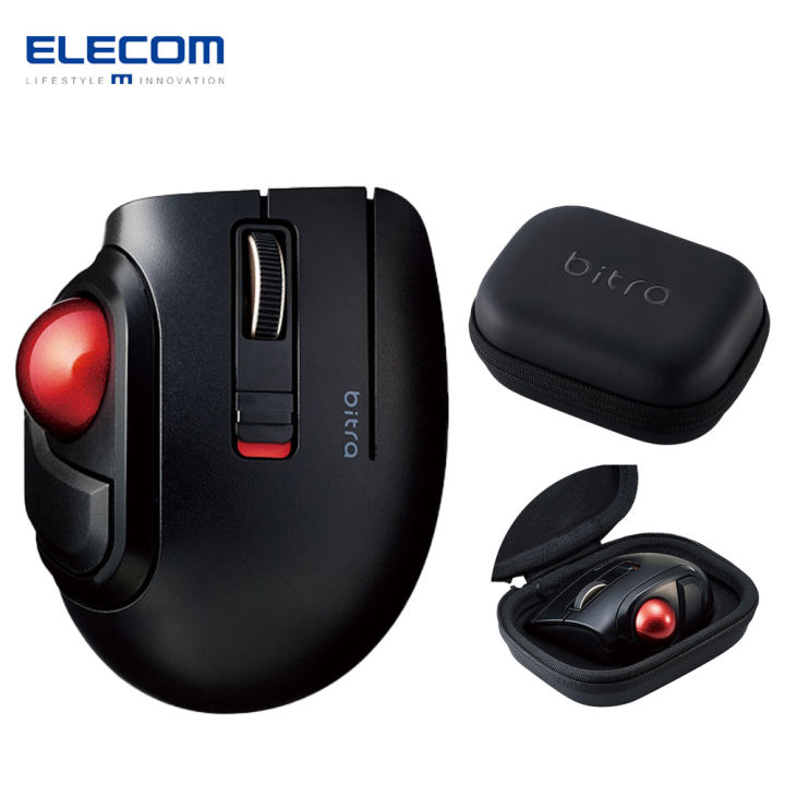 ELECOM bitra Trackball Mouse with Semi-Hard Case Bluetooth, Thumb ...