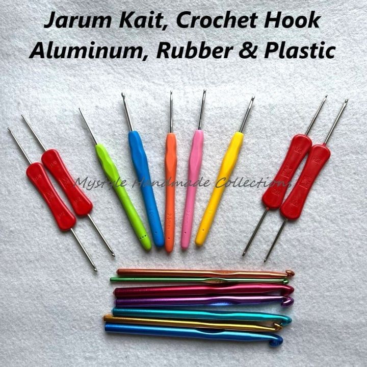 Crochet Hook Aluminum, Rubber & Plastic,Jarum Kait Aluminum, Getah ...