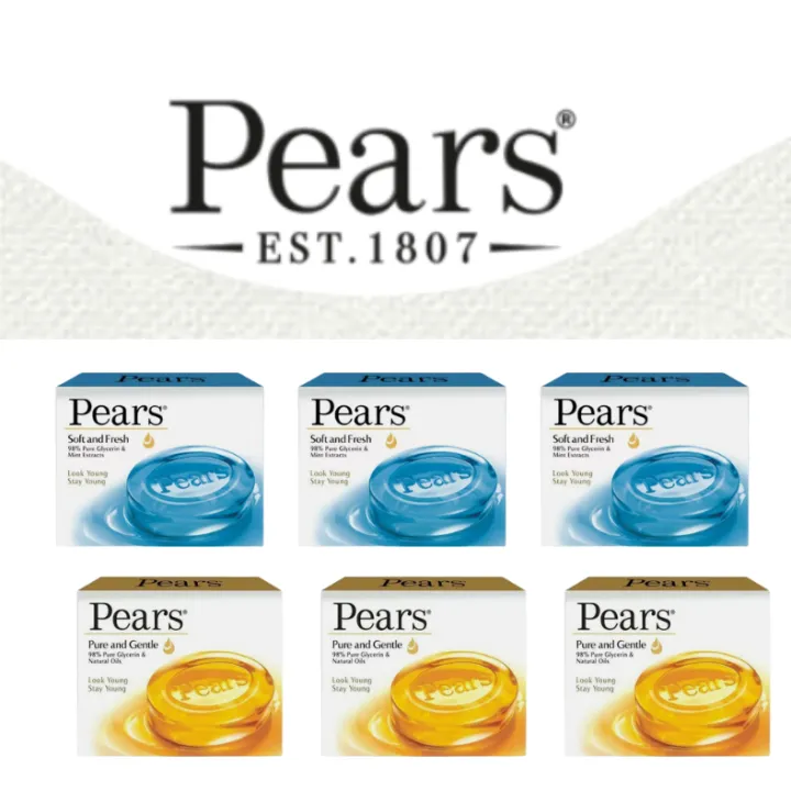 Pears Soft & Fresh Soap Mint Extract (3 Boxes) & Natural Oil (3 Boxes ...