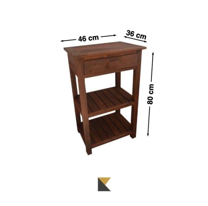 Wooden Side Table with 1 Drawer and Shelves | Lazada PH