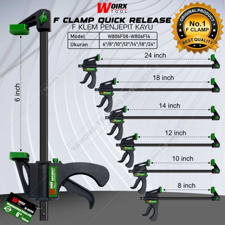 Klem F Clamp Alat Penjepit Kayu 6" 8" 10" 12" 14" 18" 24" inch | Lazada ...