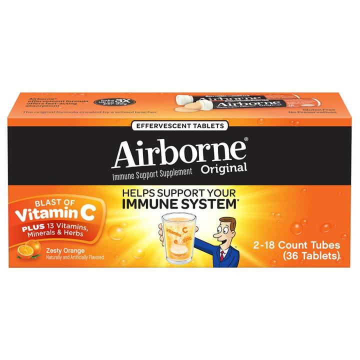 Airborne Vitamin C Immune Support 36 Effervescent Tablets | Zesty ...