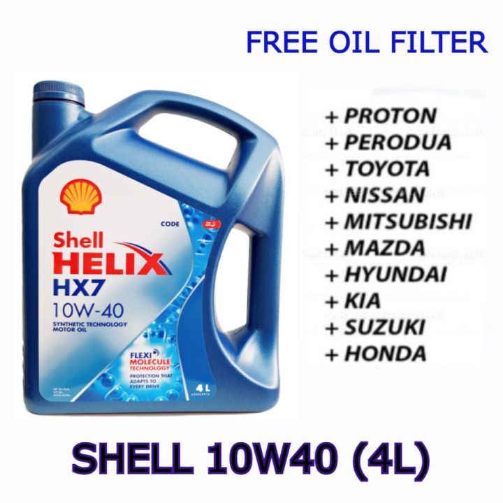*FREE Original Oil Filter* +Shell Helix HX7 10W-40 Semi Synthetic ...