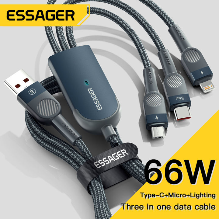 Essager 3 in 1 Fast Charging Cable 66w Multi Charging Cable for iPhone ...