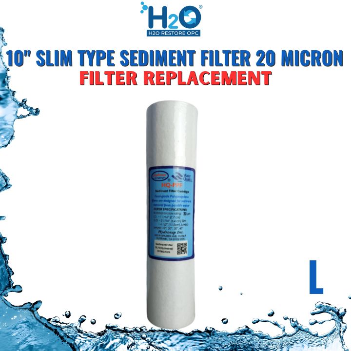 Sediment Filter 10" x 2.5" 20 Micron 1 PC Slim Type Hydrosep Sediment ...