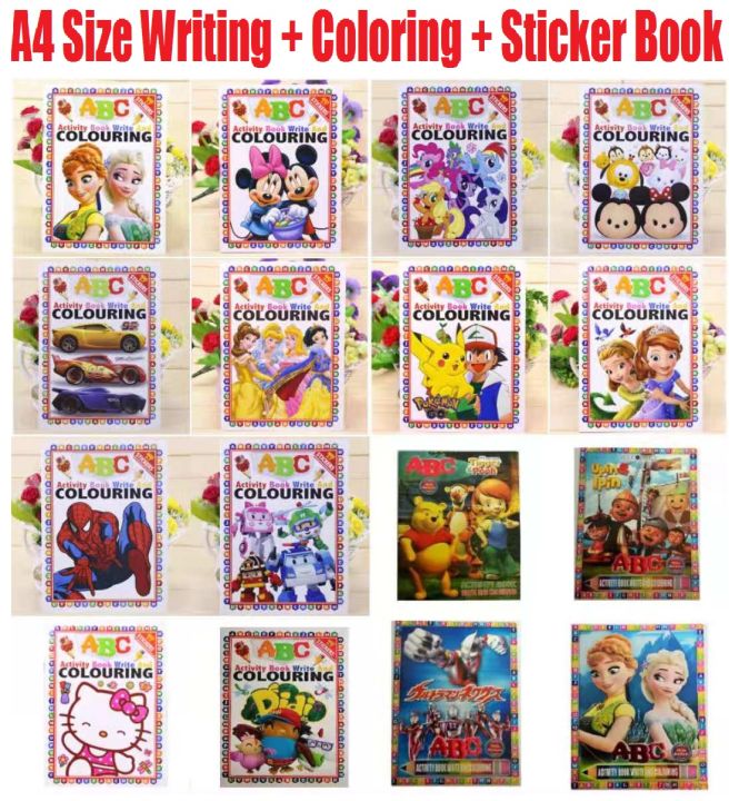 (M'sia Stock) Kids Coloring & Writting Alphabet ABC Book Sticker A4 ...