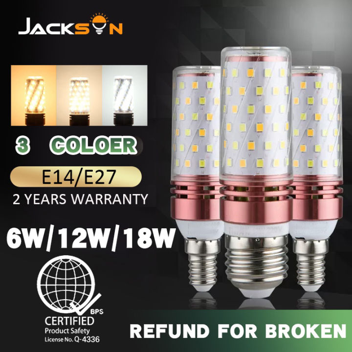 【10PCS】JACKSUN Tri-color LED Corn Bulb e27 e14 led bulb 6W 12W 18W High Light Eye Protection ...