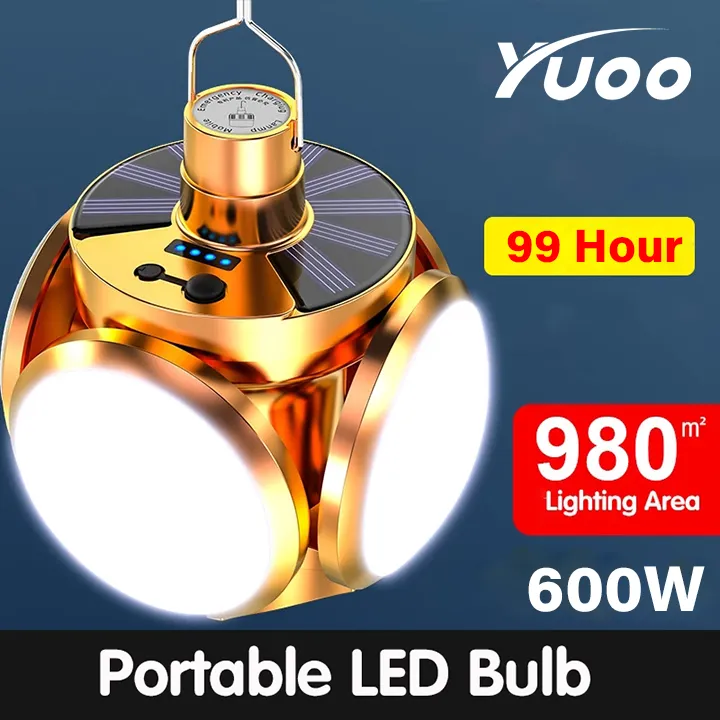 YUOO 600W Solar Camping Light USB Rechargeable Outdoor Emergency Lights ...