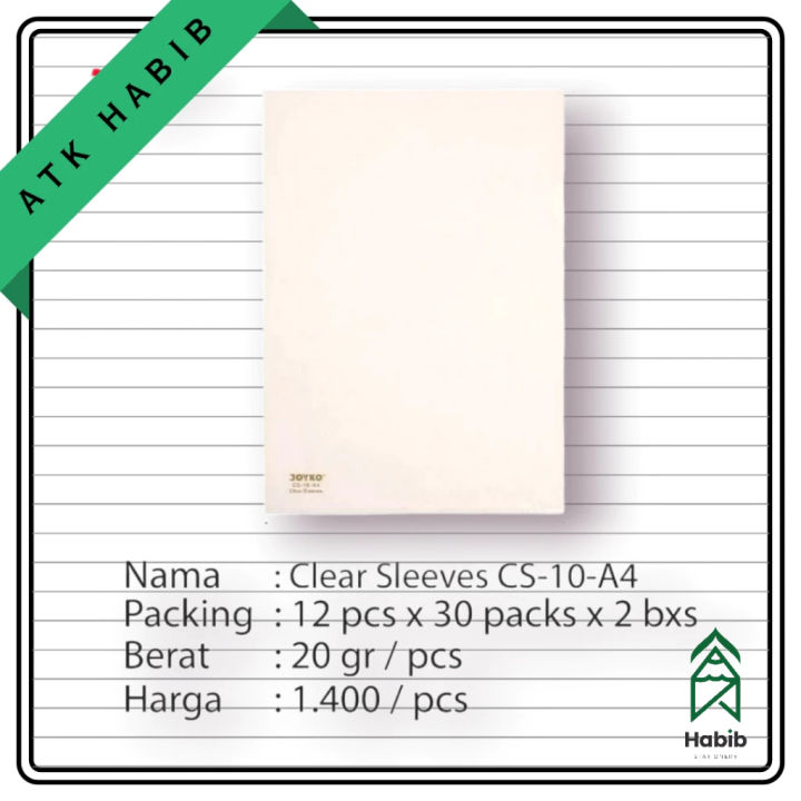 Clear Sleeves / Map L Bening Transparan Joyko CS-10-A4 | Lazada Indonesia