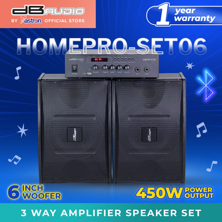 DB Audio by Astron HOMEPRO-SET06 3 Way Amplifier Speaker Set | 450W ...