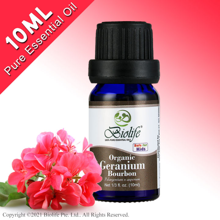 Biolife Organic Geranium Bourbon, 100% Pure Aromatherapy Natural ...