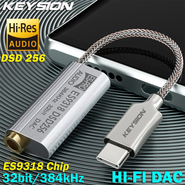 KEYSION ES9318 DSD256 HIFI DAC Earphone Amplifier USB Type C to 3.5mm Headphone Jack Audio ...