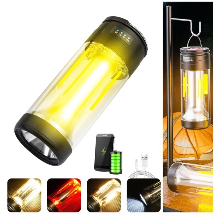 Dual Light Source Camping Light TYPE-C Rechargeable Flashlight Work ...