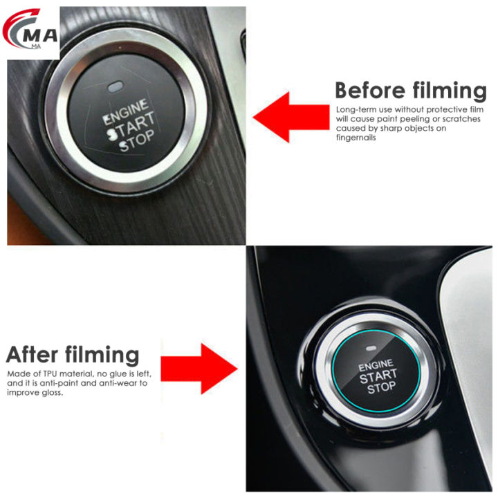 Stock】Car TPU ป้องกันฟิล์มเครื่องยนต์ฝาครอบปุ่มสวิทช์หยุดสำหรับ Mazda 2 3 6 CX3 CX4 CX5 CX7 CX9 ...