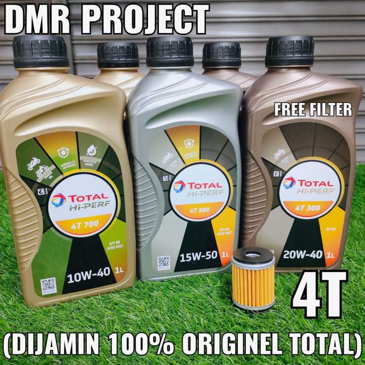 (100%ORIGINEL TOTAL) 4T HI-PERF [FREE FITER] 15W-50 10W-40 SEMI ...