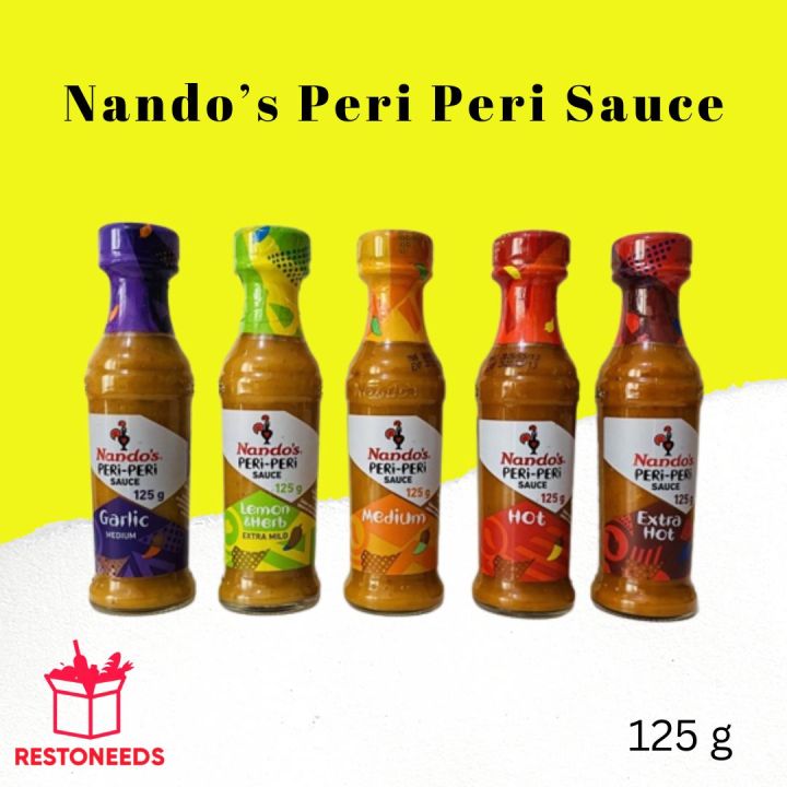 Nando’s Peri Peri Sauce (Lemon and Herb, Medium Garlic, Hot) 125g ...