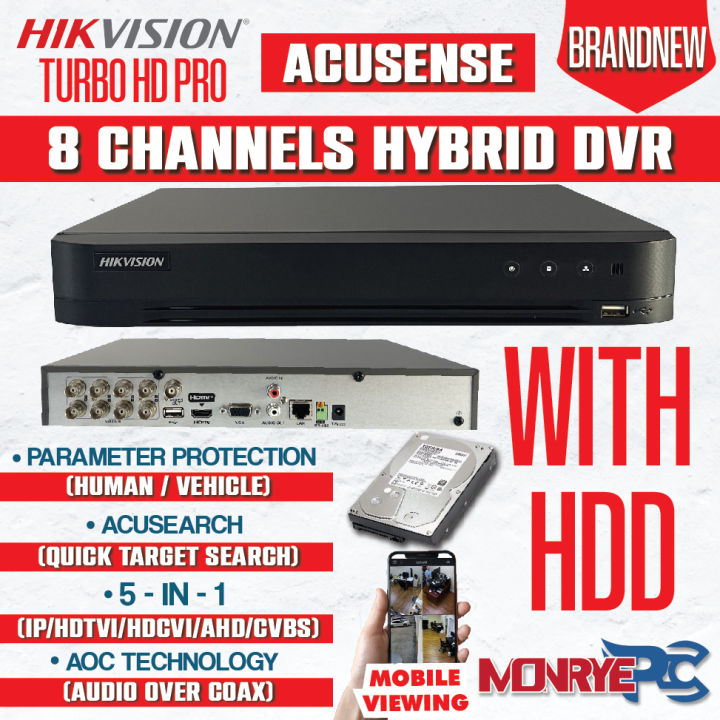 CCTV - HIKVISION 8 CHANNELS HYBRID DVR - ACUSENSE - WITH AUDIO OVER ...