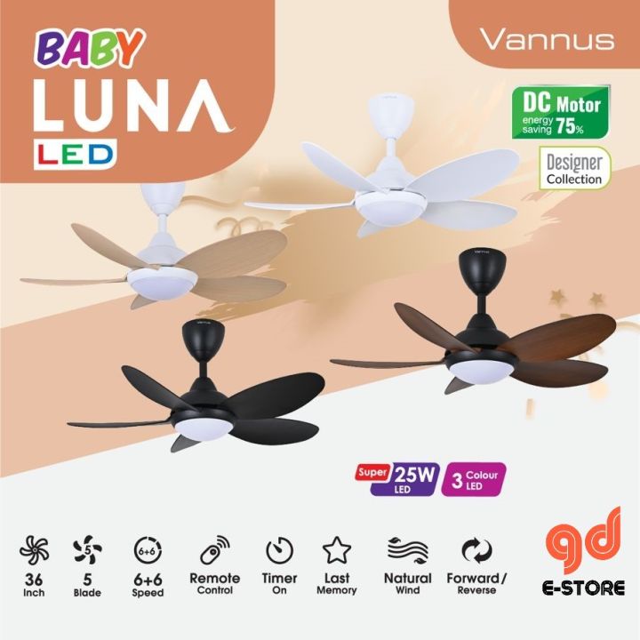Alpha Vannus Baby Luna 36'' Baby Fan DC Motor 5 Blades With 3 Colour ...