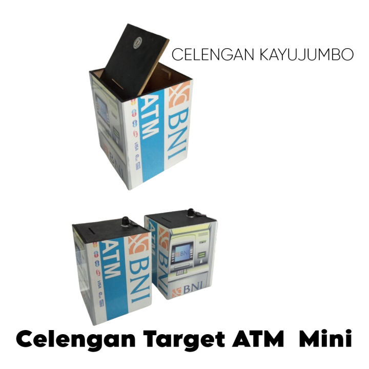 CELENGAN TARGET ATM MINI,CELENGAN KAYU JUMBO+KUNCI 15X15X20CM BISA COD ...