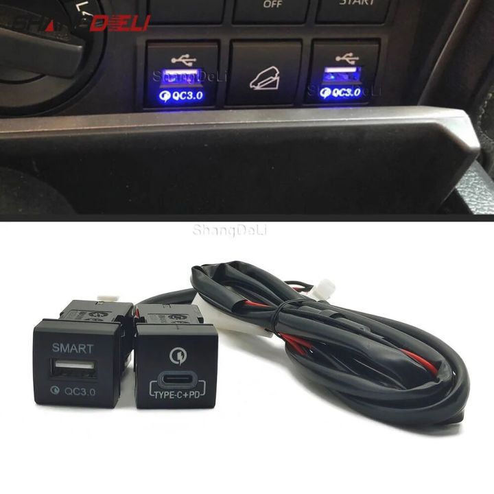 Car Phone Charger Dual USB Type-c PD Socket Fast Charging Adapter For ...