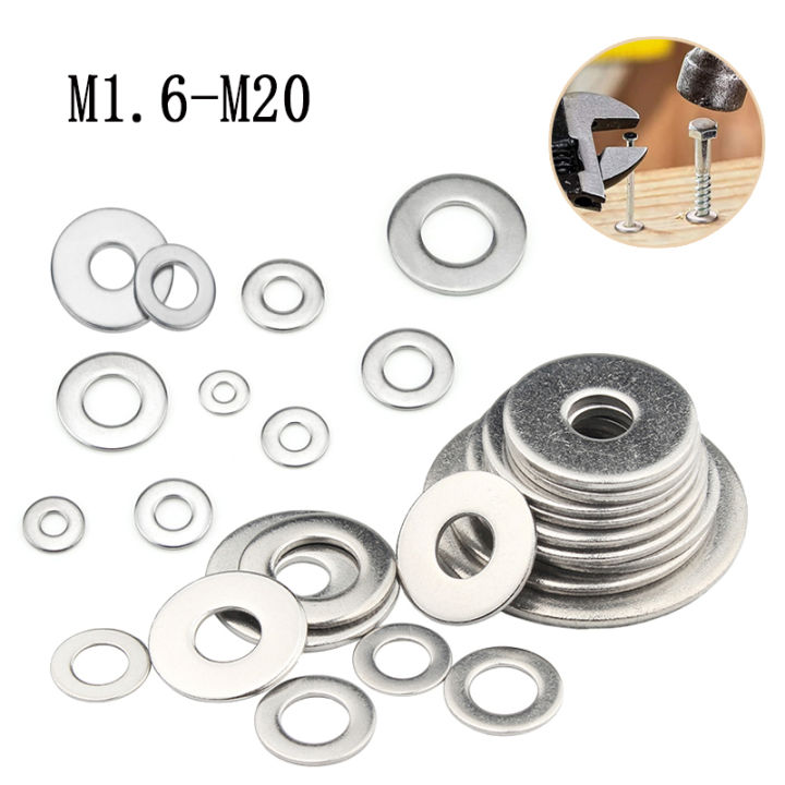 5-100pcs 304 stainless steel flat washer metal flat washer M1.6 M2.5 M3 M4 M5 M6 M8 M10 M12 M14 ...