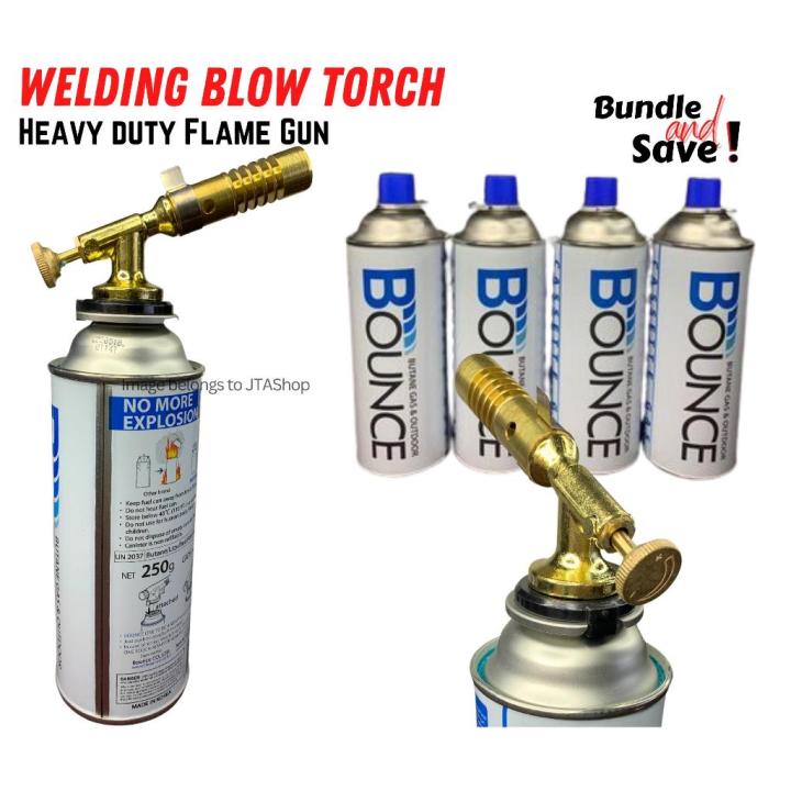 Heavy Duty Flame Gun Welding Blow Torch with Bounce Butane Gas 250g ...