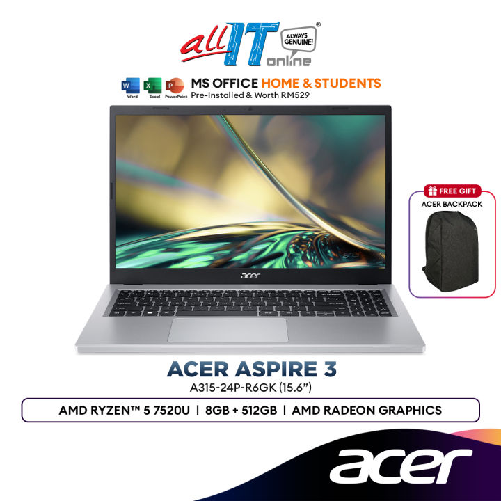Acer Aspire 3 A315-24P-R6GK/R7J0 15.6" FHD Laptop (AMD Ryzen™ 5 7520U ...