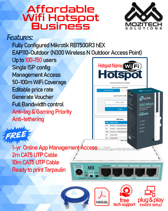 PISO WIFI (VOUCHER TYPE) W/ GAMING PRIORITY Mikrotik HEX GR3 with TP ...