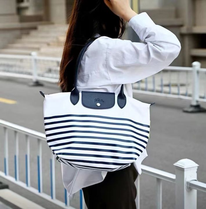 original Longchamp bag for women Le Pliage Mariniere series long handle ...