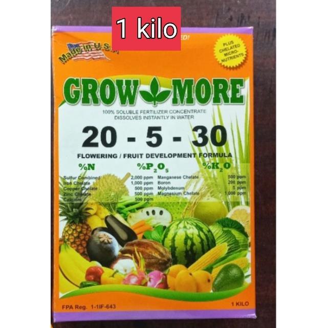 GROW MORE 20-5-30 FLOWERING OR FRUIT DEVELOPMENT FORMULA FOLIAR ...
