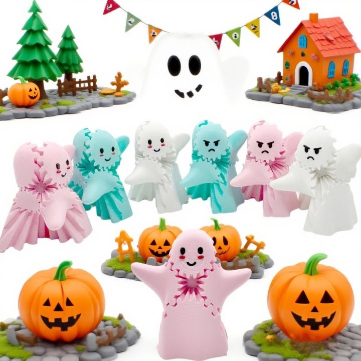 EQUOMT Collectible Figurines 3D Printed Ghost Gear Cube Plastics Ghost ...