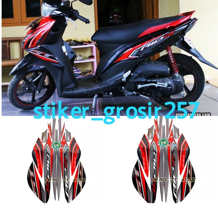 STIKER STRIPING LIS BODY YAMAHA MIO GT 2013 2014 HITAM MERAH STANDAR ...
