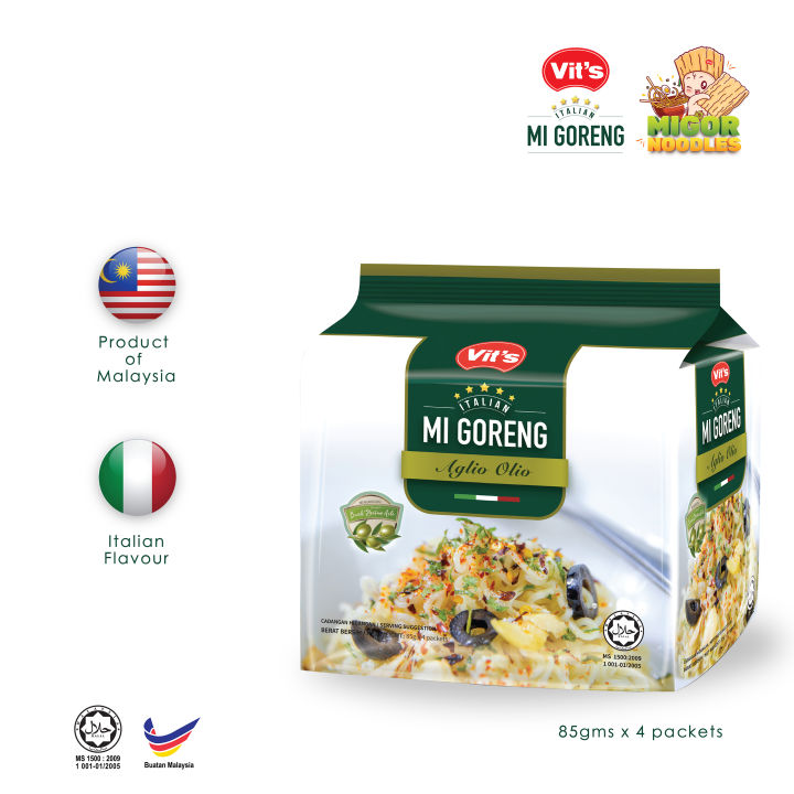 Vits Italian Mi Goreng Aglio Olio Pack [HALAL] (85g x 4 packets) | Lazada