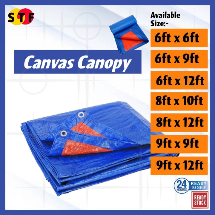 Waterproof Tarpaulin Sheet Blue Orange Canvas (6ft, 8ft & 9ft) Kanves ...