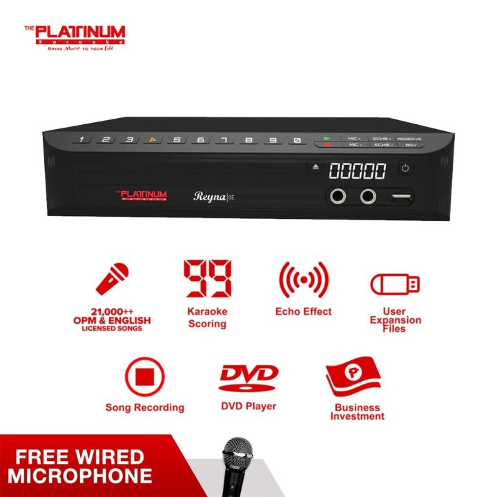 Platinum Karaoke Reyna SE Professional Player with 21,000+ songs and Free Wired Microphone ...