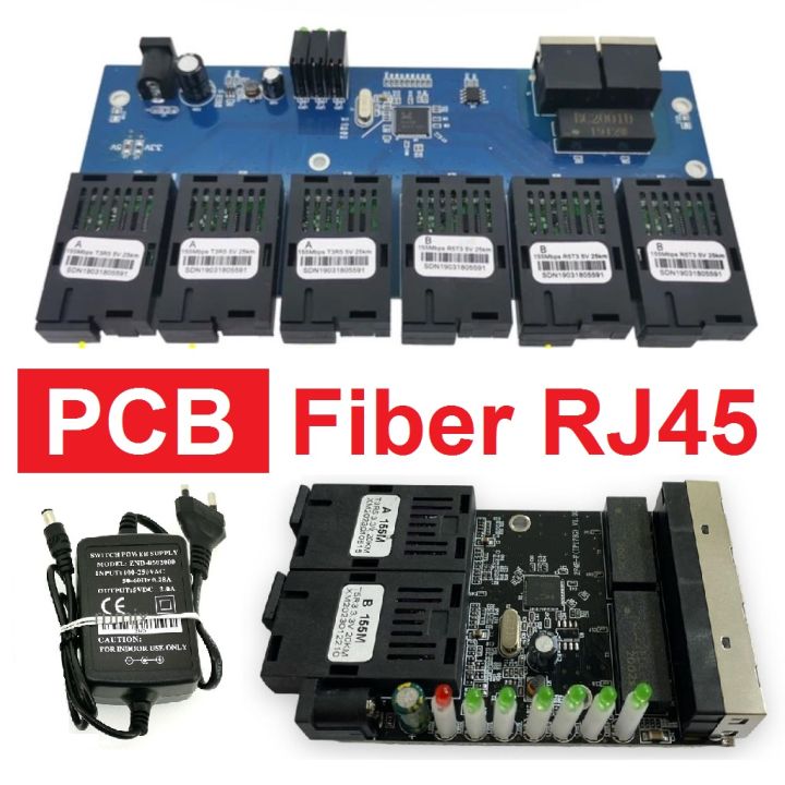 PCB Media Converter Fiber 2 FO SC Port 4 LAN Rj45 Optik Optical 6 SC 2 ...