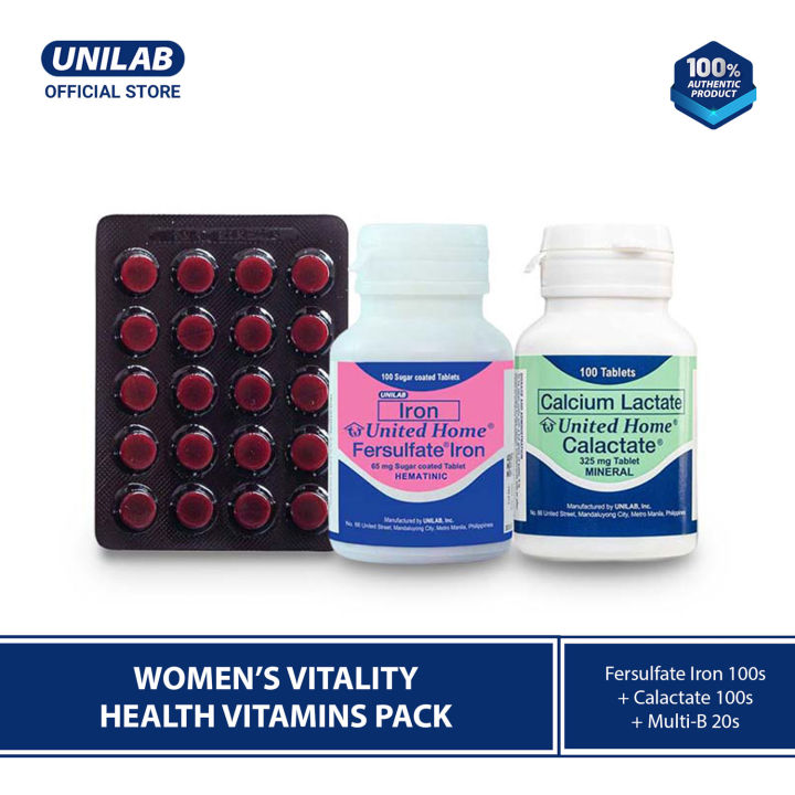 Women’s Vitality Health Vitamins Pack: United Home Fersulfate Iron 100s ...