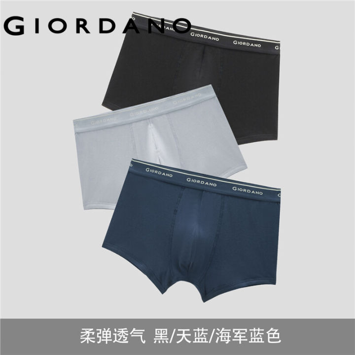 GIORDANO Men Boxers 3PCS Wide Elastic Waistband Stretchy Boxers Letter ...