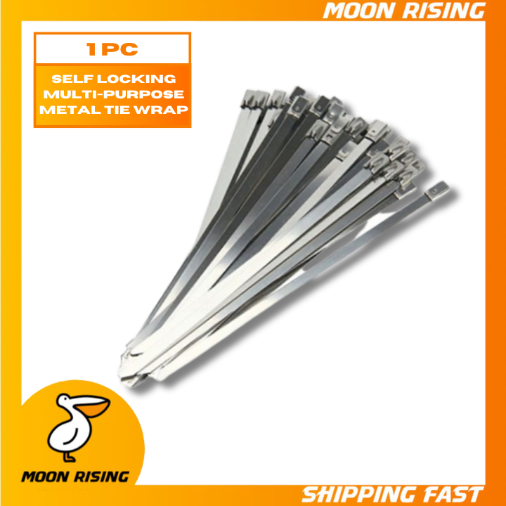 1 pc Premium Self-Locking Stainless Steel Exhaust Wrap Ties Multi ...