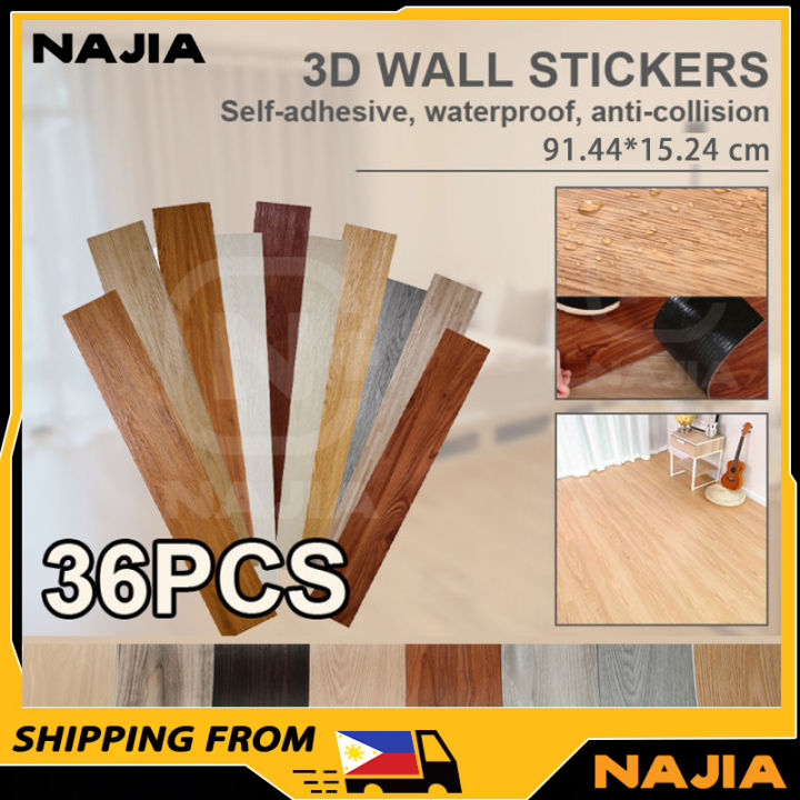 ( 36pcs Per Box ) NAJIA PVC 3D Floor Sticker ( 91.44* 15.24cm) self ...