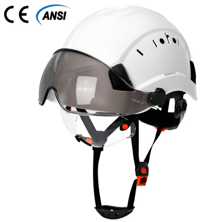 CE Construction Safety Helmet With Visor Built In Goggles For Engineer ...