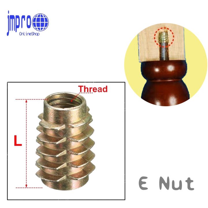 Jmpro ~ Furniture E-NUT Wood Insert Nut ( EWIN) M6/M8 | Lazada