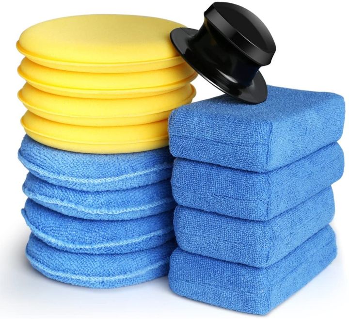 Electop 13 Pcs Car Wax Applicator Pads Kit 5 inch Microfiber Applicator Pads Blue Rectangle Microfiber Sponge Applicators Yellow Soft Foam Waxing Pad with Grip Handle Lazada Lazada PH